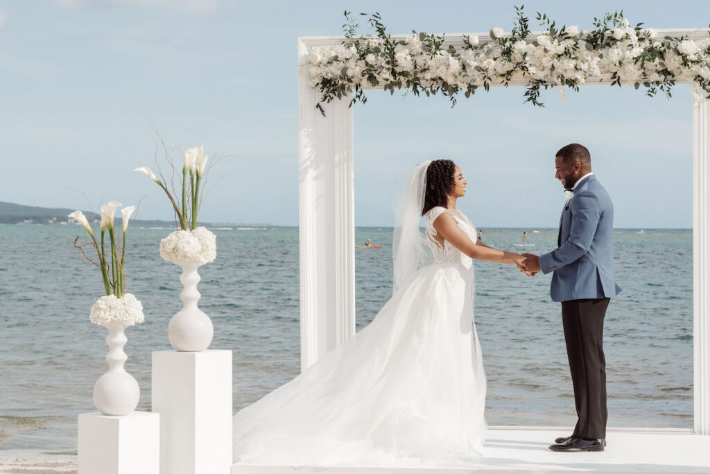 Dreamy Ocean-Inspired Attire at Destination Wedding in Jamaica ...